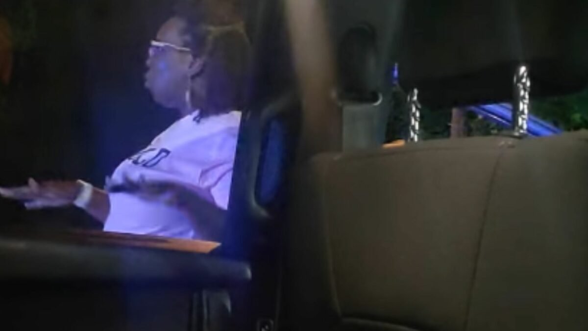 A pregnant mother is cuffed by police as her children cry from the car ...